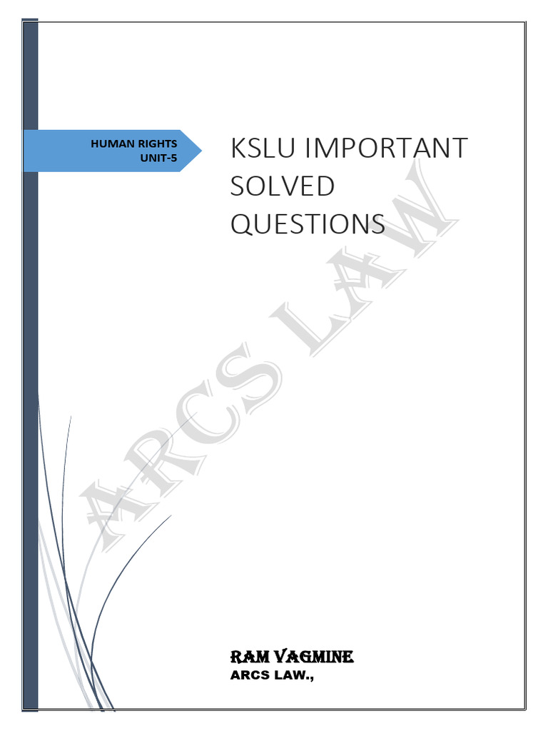 Human Rights Ivth Sem Kslu-Unit 5 | PDF | Human Rights | Social Science