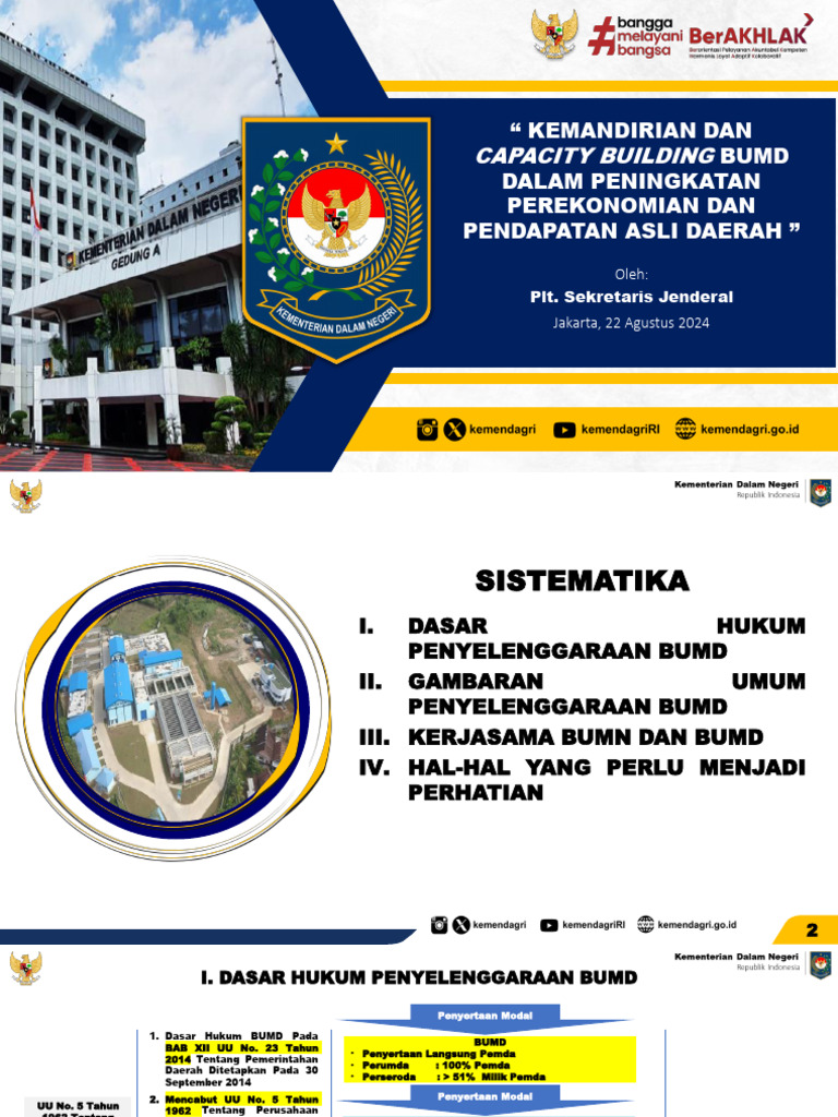 Materi Paparan Kemendagri - PKS BUMN BUMD - 22 Ags 2024 | PDF