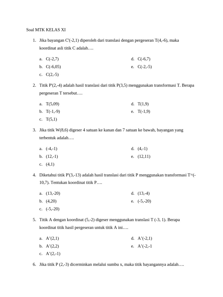 Soal MTK KELAS XI | PDF