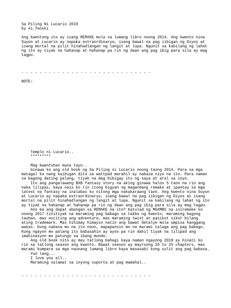 Sa Piling Ni Lucario (BXB 2019) - Ai - Tenshi | PDF