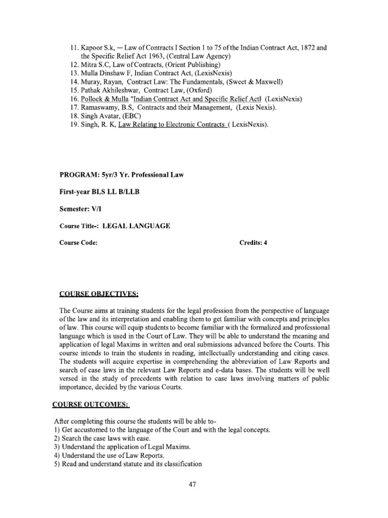 Legal Language Syllabus | PDF