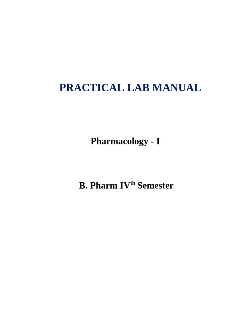 Pharmacology - I Practical | PDF