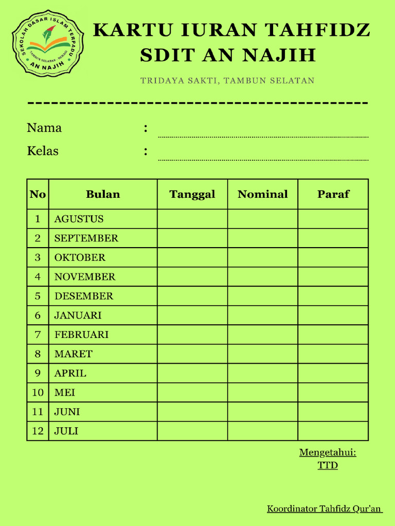 Kartu Tahfidz | PDF