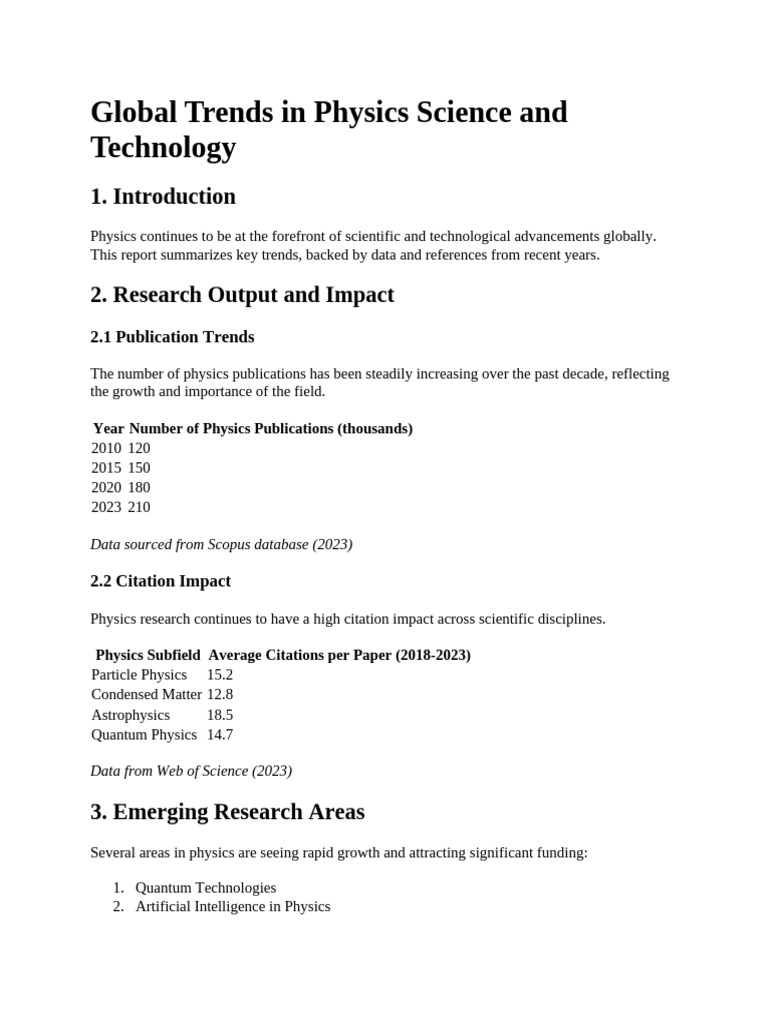 Global Trends in Physics Science and Technology | PDF
