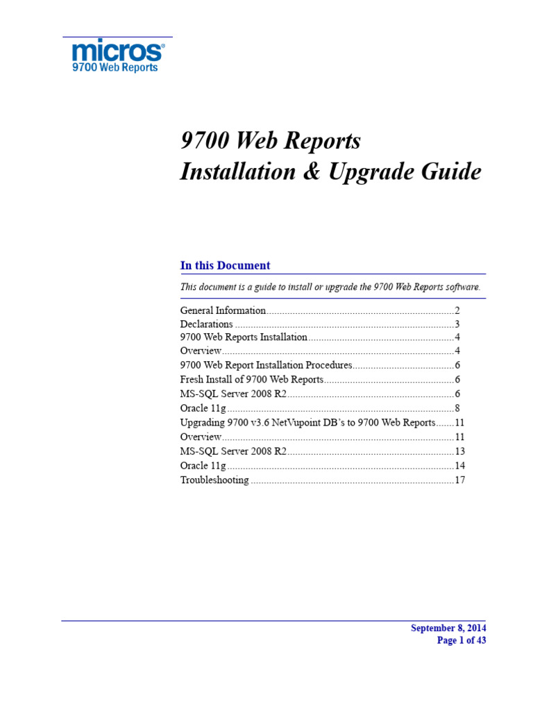 9700 Web Reports Installation Guide | PDF