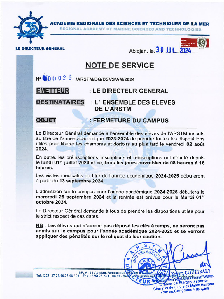 Note de Service | PDF