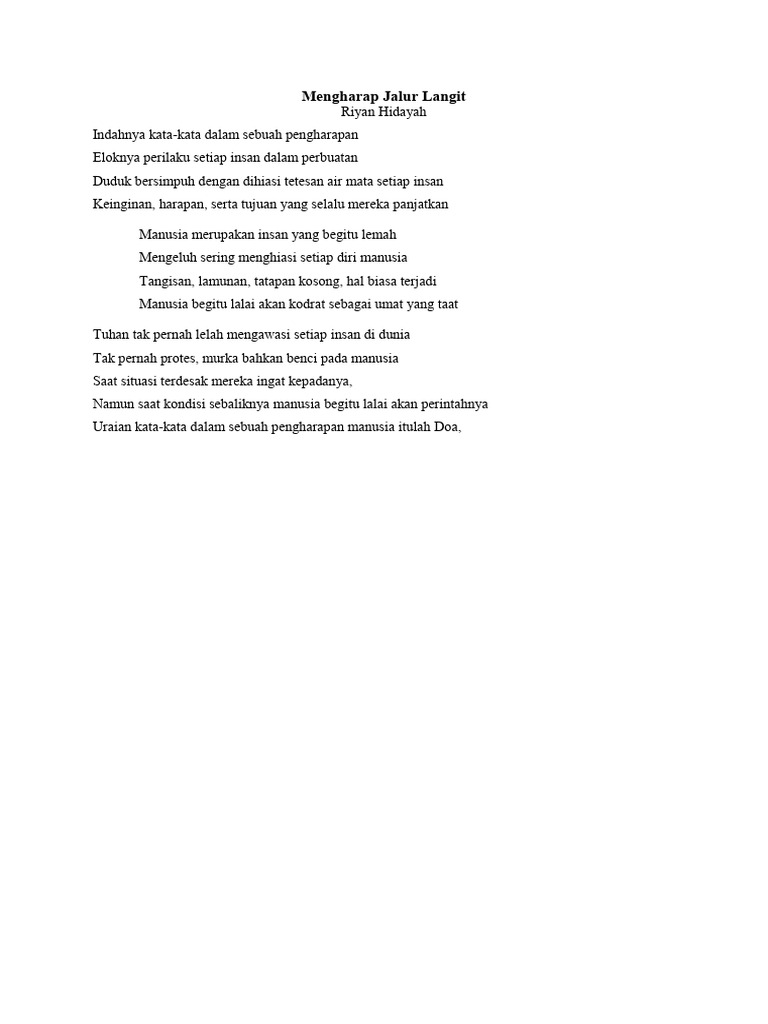 Puisi Doa - Riyan Hidayah | PDF