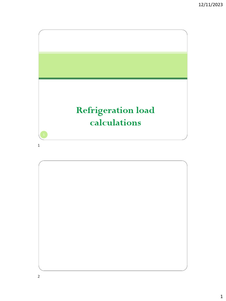 Lecture 3 Refrigeration Load Calculations | PDF