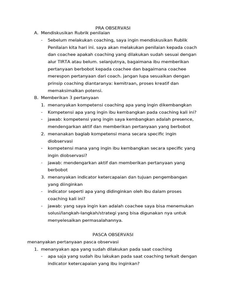 Script Pra Dan Pasca Observasi | PDF