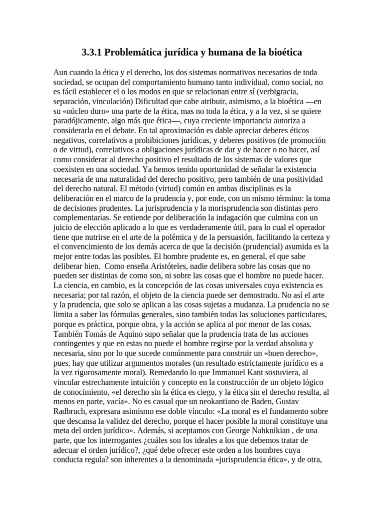 Problematica Juridica y Humana de La Bioetica | PDF | Bioética | Filosofía