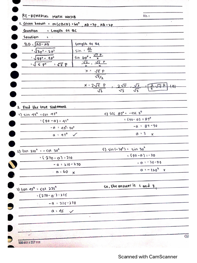 Re-Remedial Pat Math Wajib - Najwatun Az | PDF