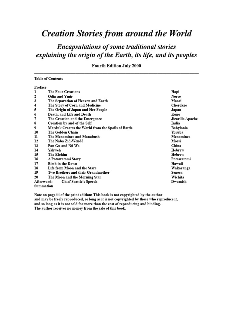 Creation Stories From Around The World | PDF