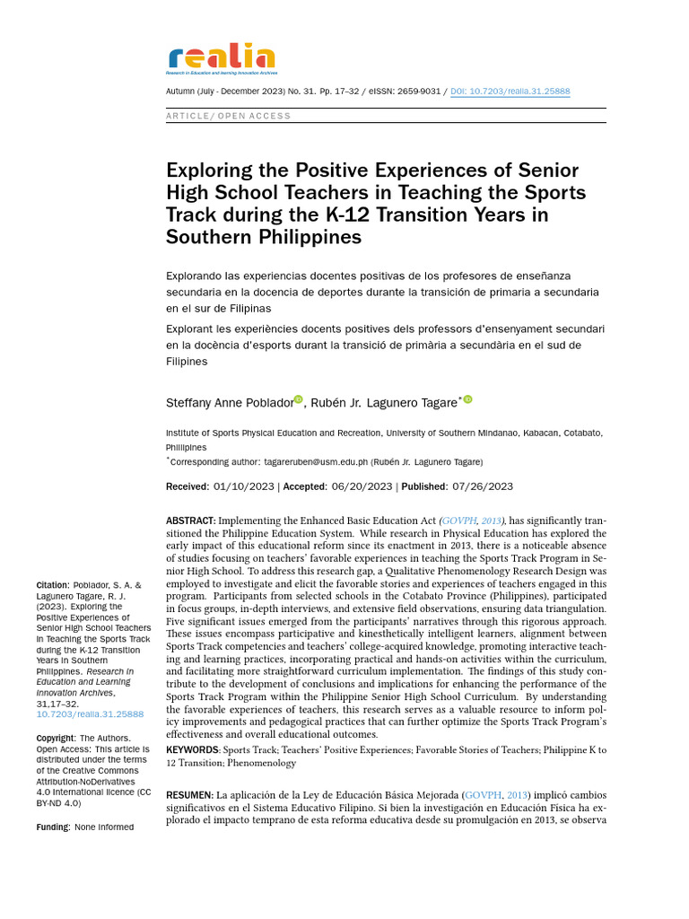 Exploring The Positive Experiences of Senior High School Teachers in ...