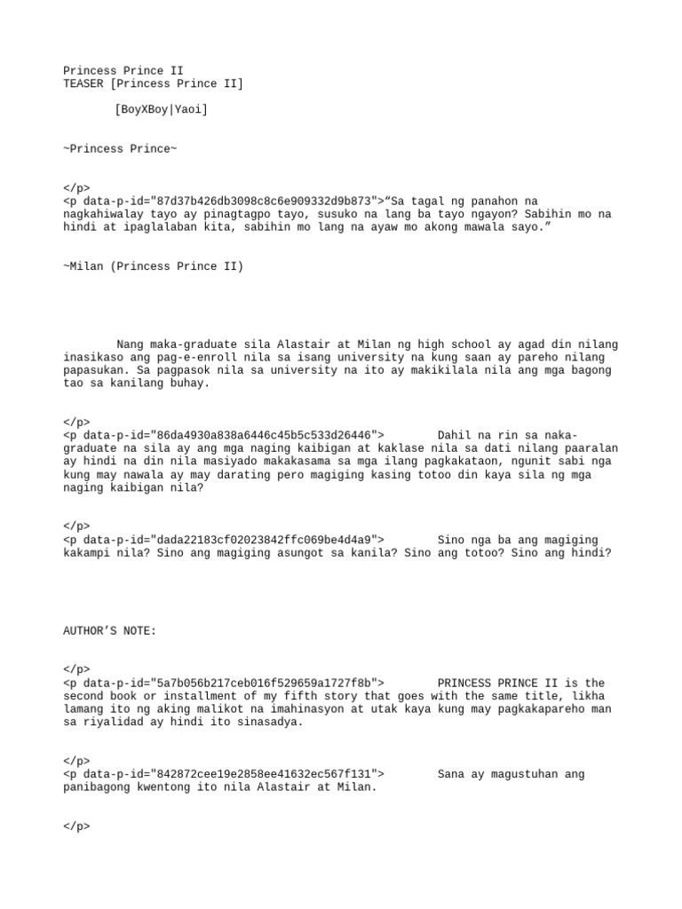 Princess Prince II - BXB | PDF