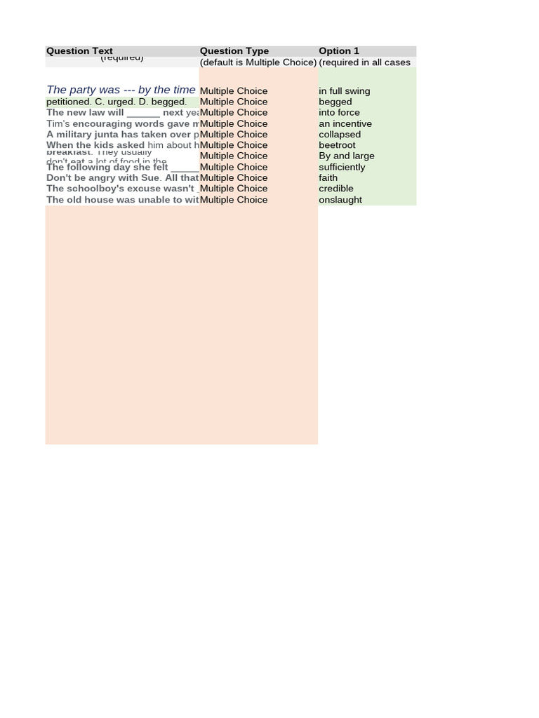 QuizizzSampleSpreadsheetUpdated v2 | PDF