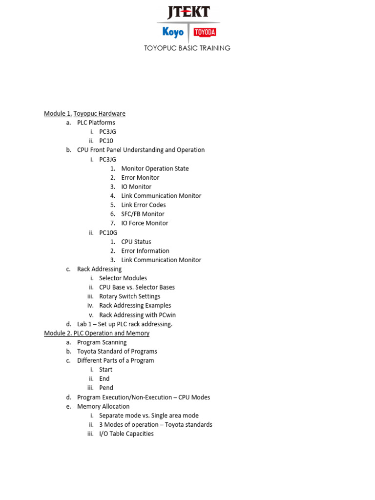 Toyopuc Basic Course Decription | PDF