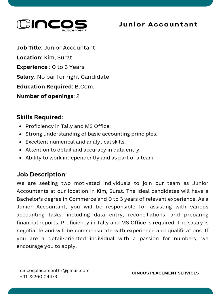 Junior Accountant JD | PDF