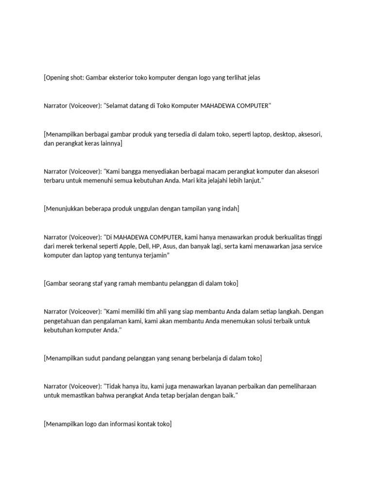 Skrip Video Perkenalan Toko | PDF