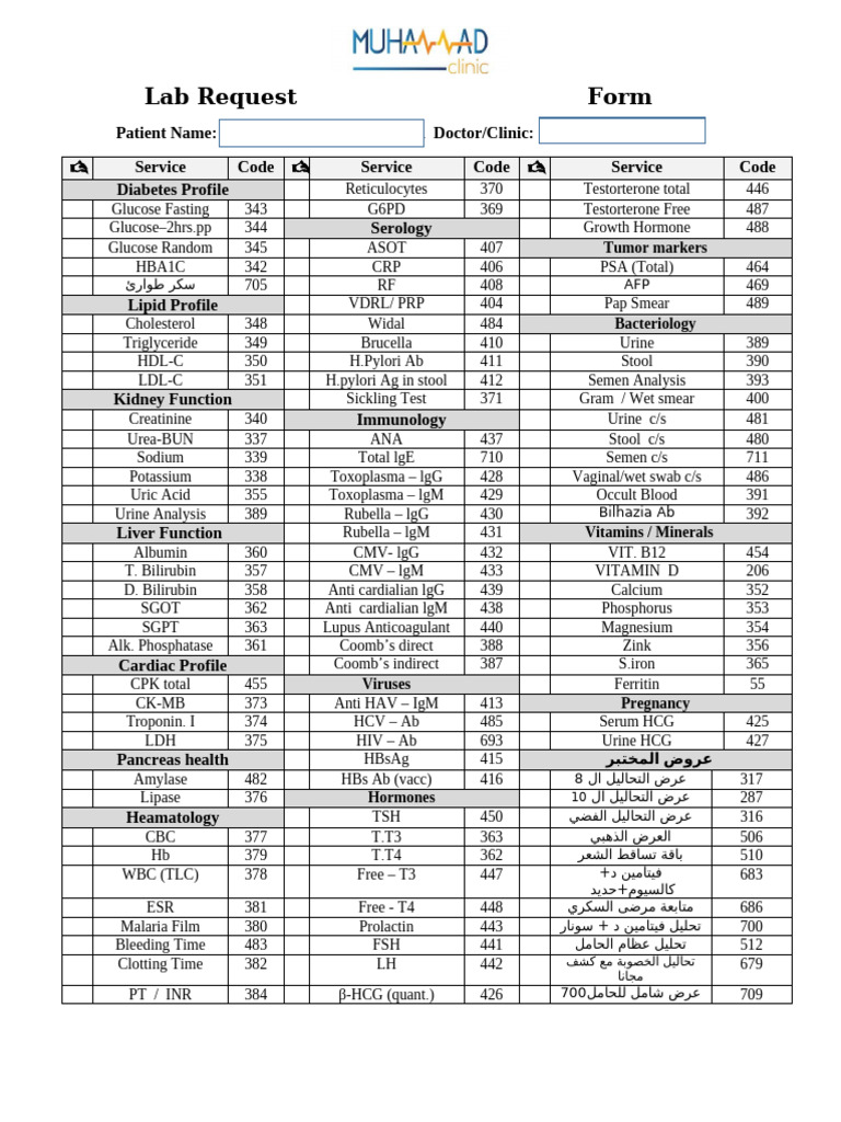Lab Request Form2 | PDF