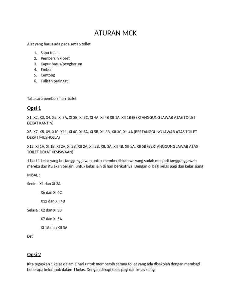 Aturan MCK | PDF