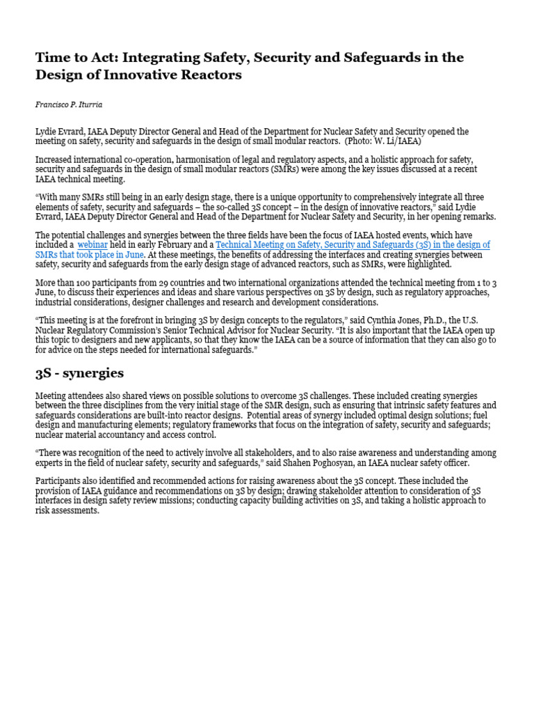Time To Act - Integrating Safety, Security and Safeguards in The Design ...