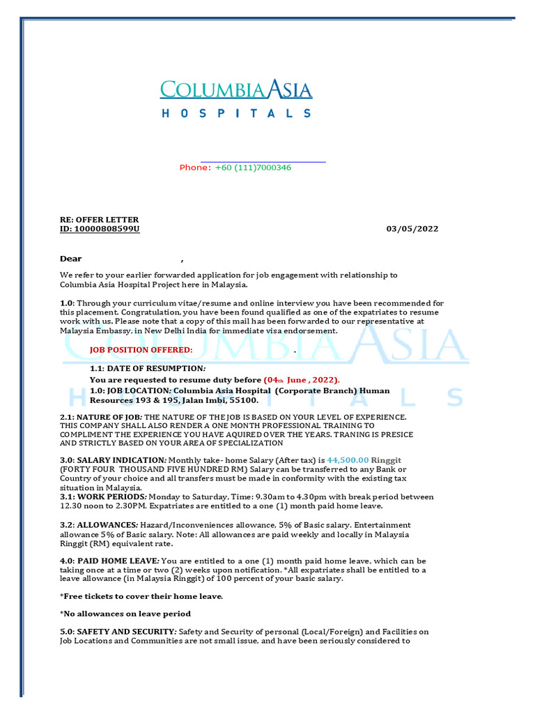 Offer Letter | PDF