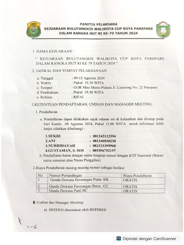 Surat Edaran Walikota Cup 2024 | PDF