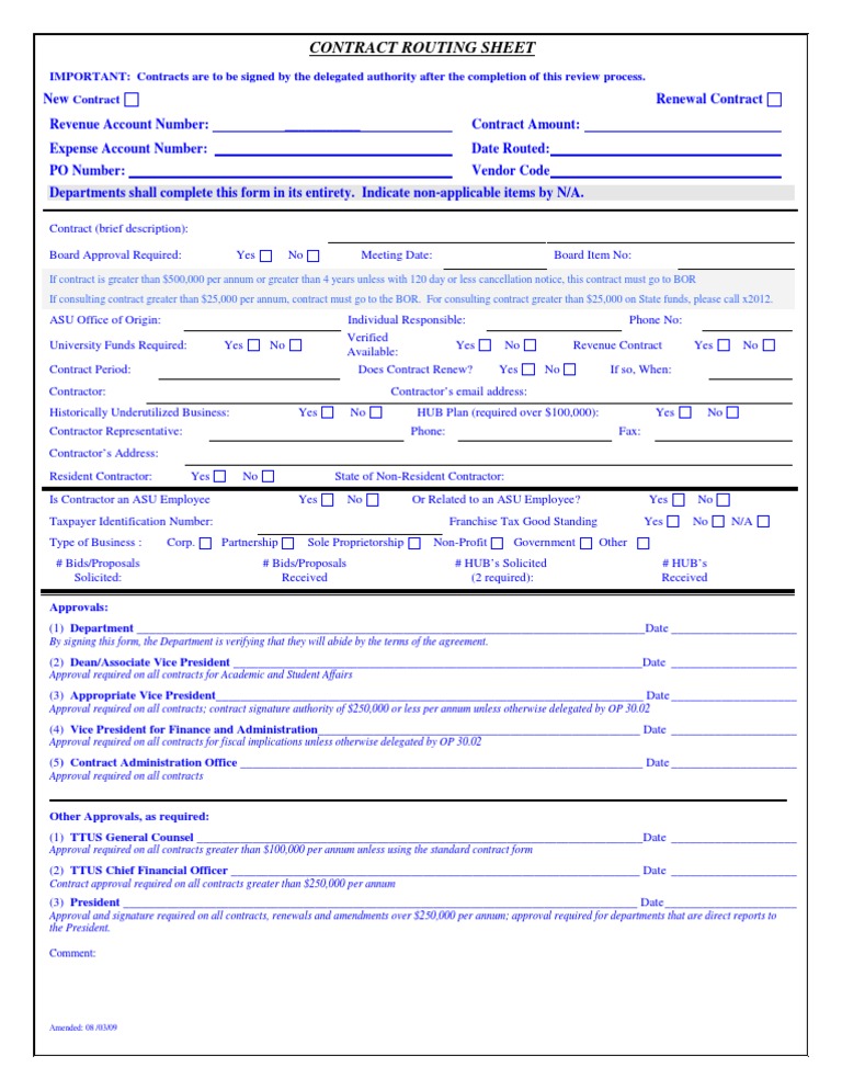 Contract Routing Sheet | PDF | Revenue | Government Finances