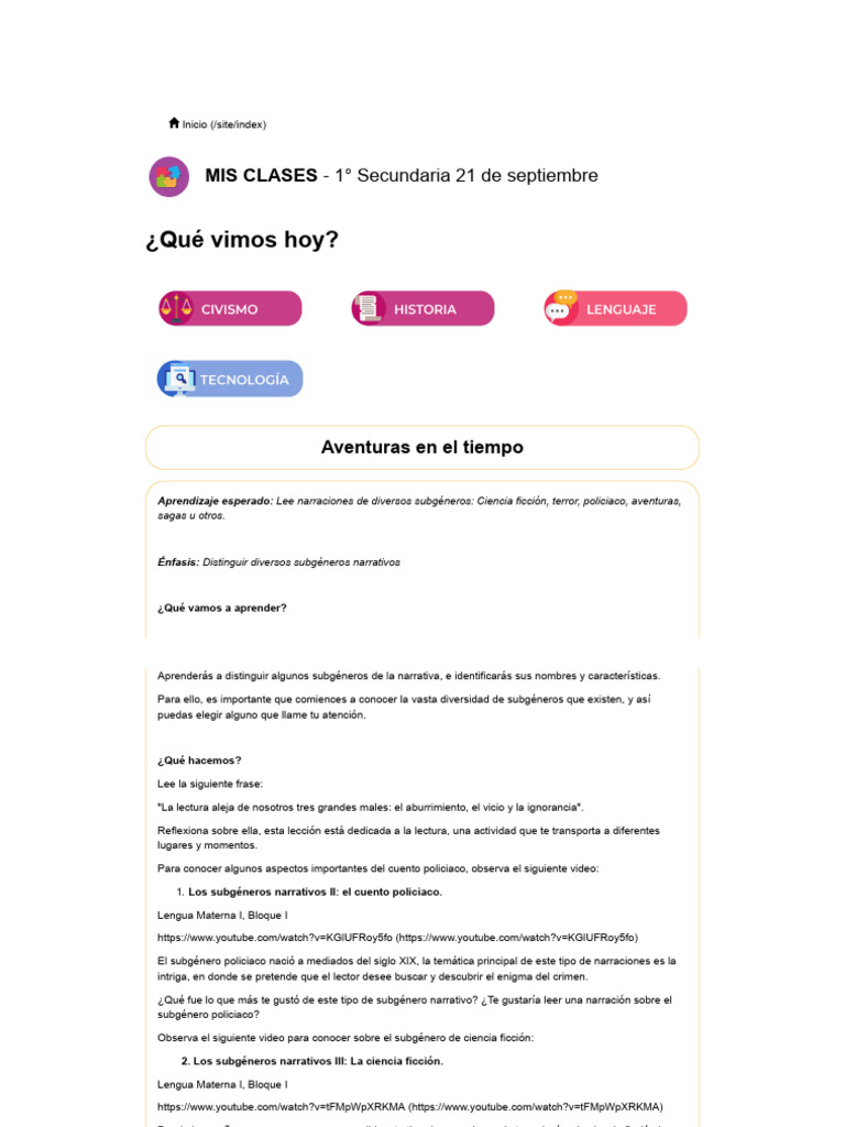 Esp1 - Septiembre.21 - Aventuras en El Tiempo | PDF