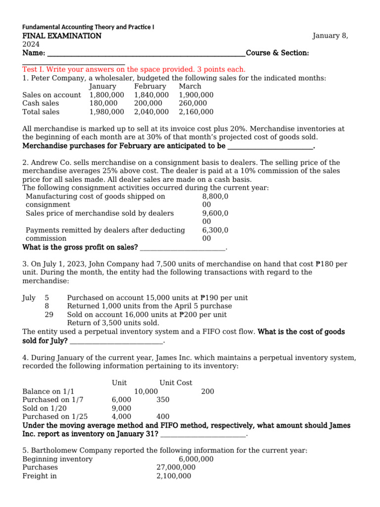 Final Examination | PDF