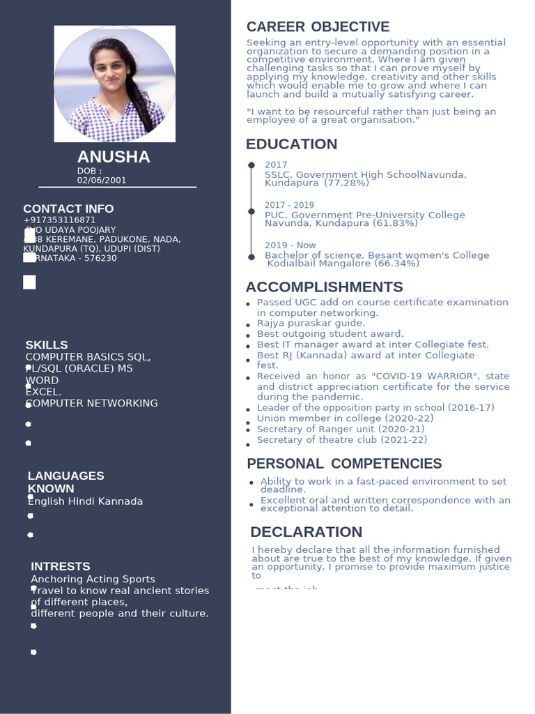 Anusha CV-1 | PDF