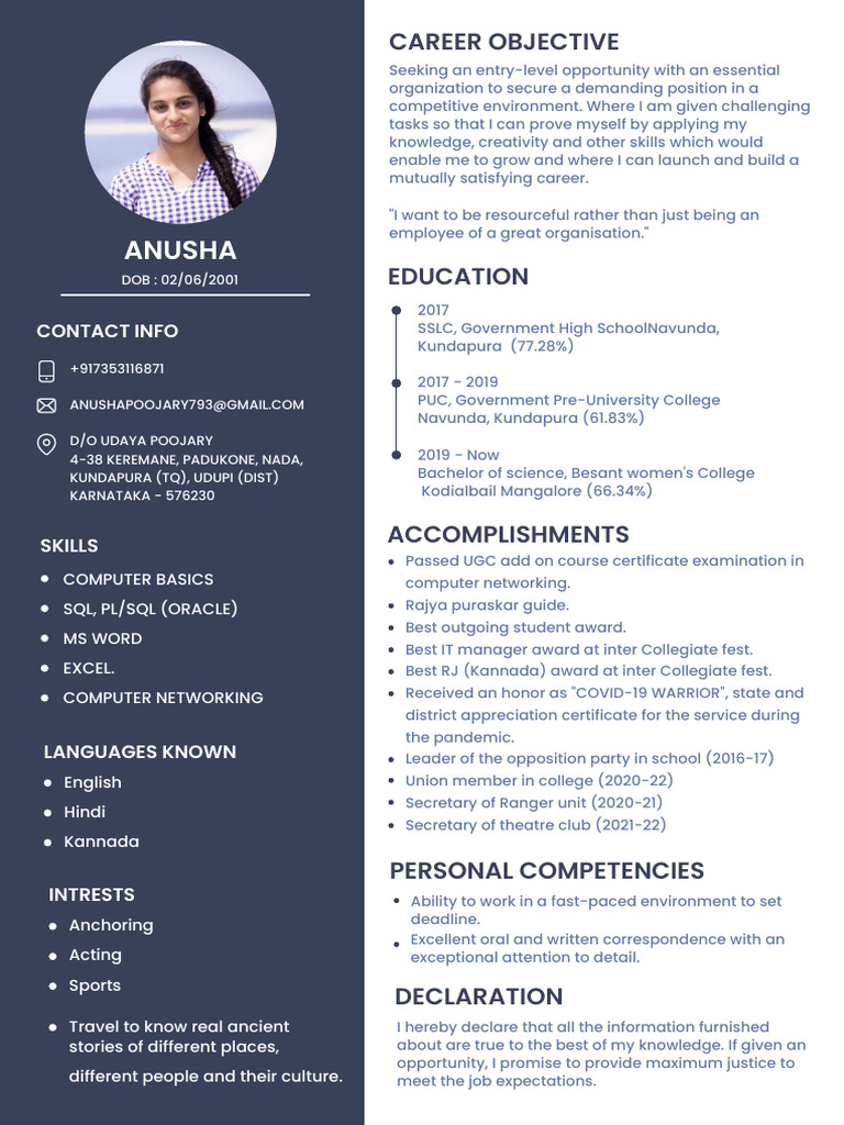 Anusha CV-1 | PDF