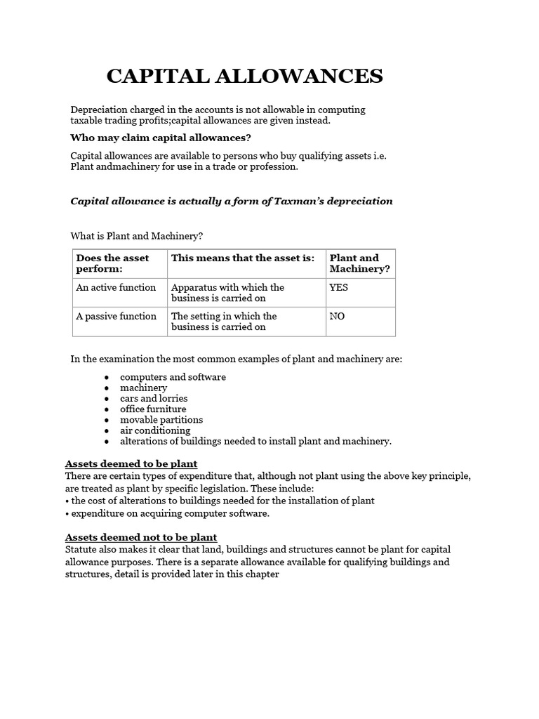 CHP 8 Capital Allowances-1 | PDF