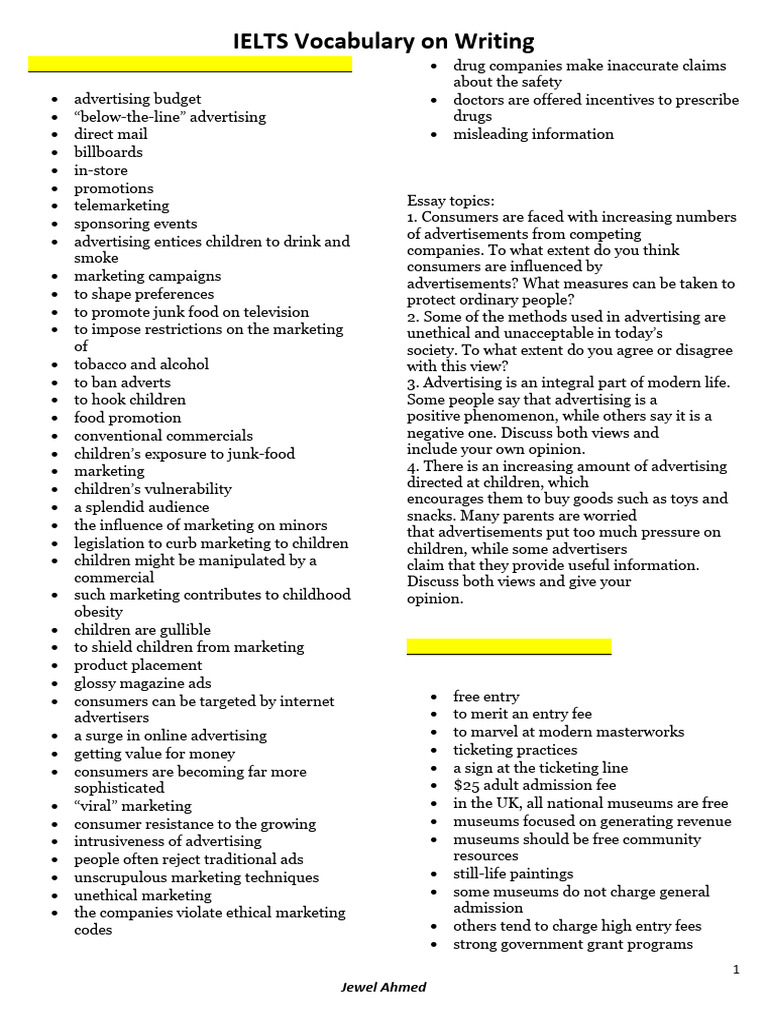 IELTS Vocabulary For Writing | PDF