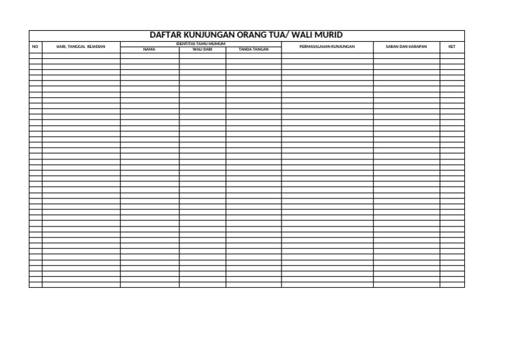 Daftar Buku Kunjungan | PDF