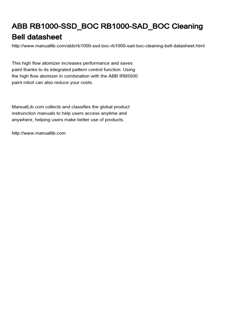 Abb rb1000 SSD Boc rb1000 Sad Boc Cleaning Bell Datasheet | PDF