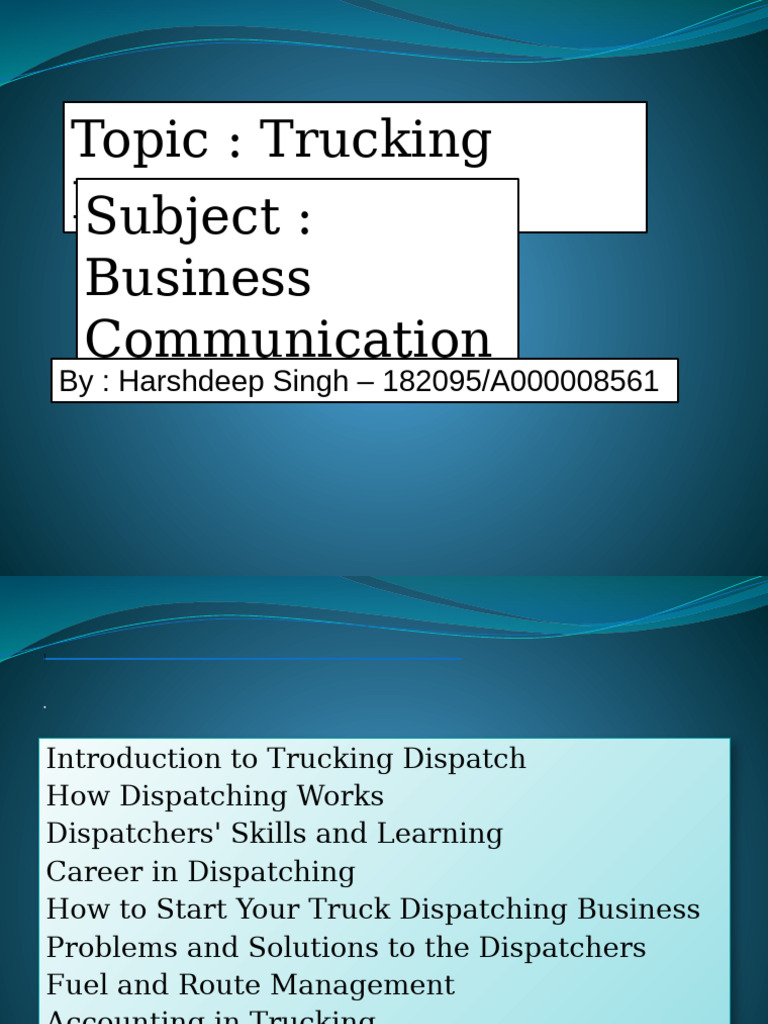 Presentation 123 | PDF | Dispatcher | Road Transport