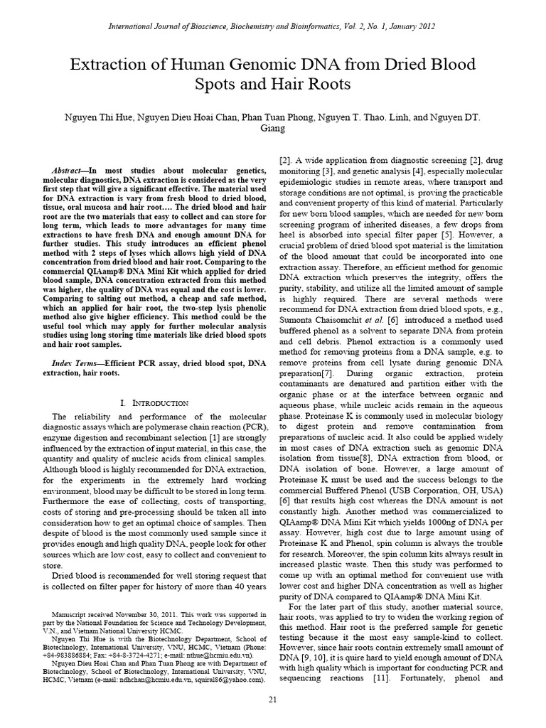 DNA Extraction From Hair Roots | PDF | Polymerase Chain Reaction ...