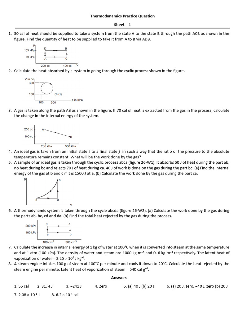 Thermodynamics Practice Questions | PDF