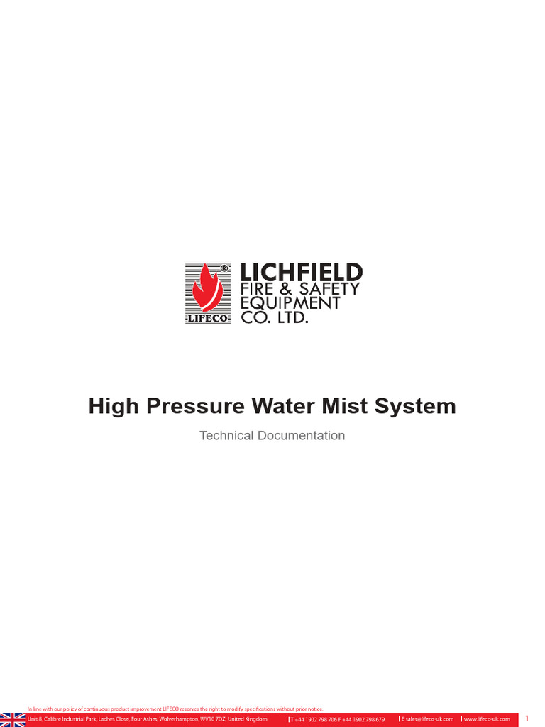Manual High Pressure Water Mist System | PDF