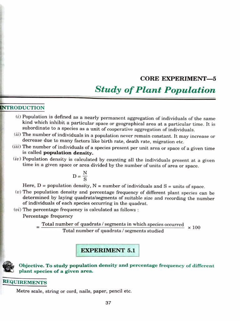 12 Bio Prac Sec A Ex.4&5 To Study Population Density and Percentage ...