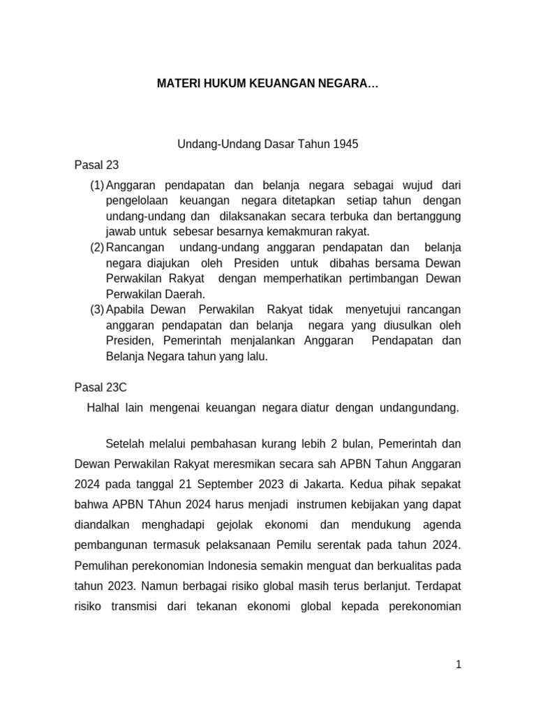Materi Kuliah Apbn 2024 | PDF