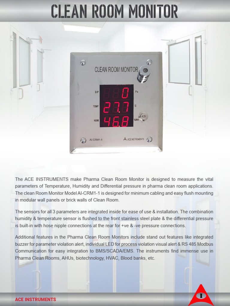 Clean Room Monitor (AI CRM1 1) | PDF | Pressure Measurement | Home & Garden