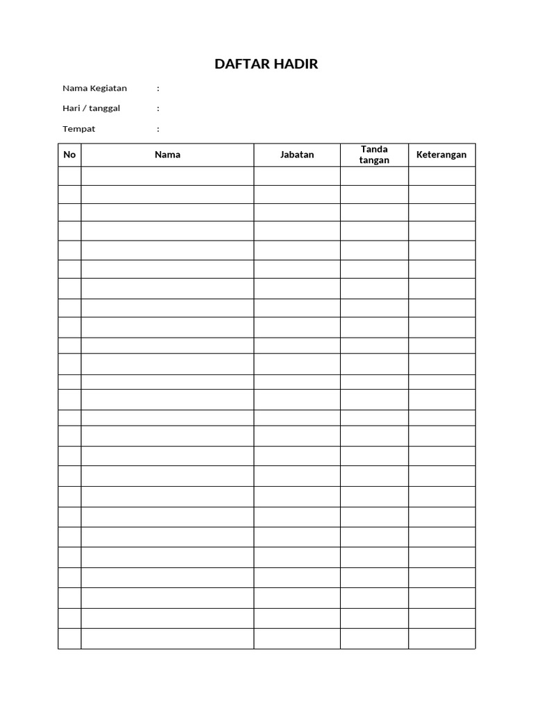 Daftar Hadir Rapat | PDF