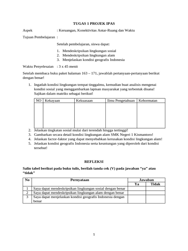 Rincian Tugas Projek Ipas | PDF