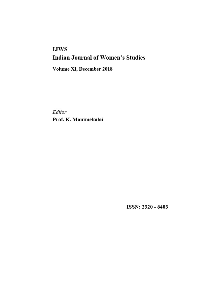 Ijws Indian Journal of Women's Studies: Volume XI, December 2018 | PDF