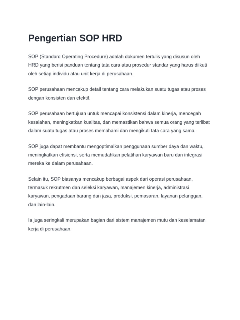 Pengertian SOP HRD | PDF