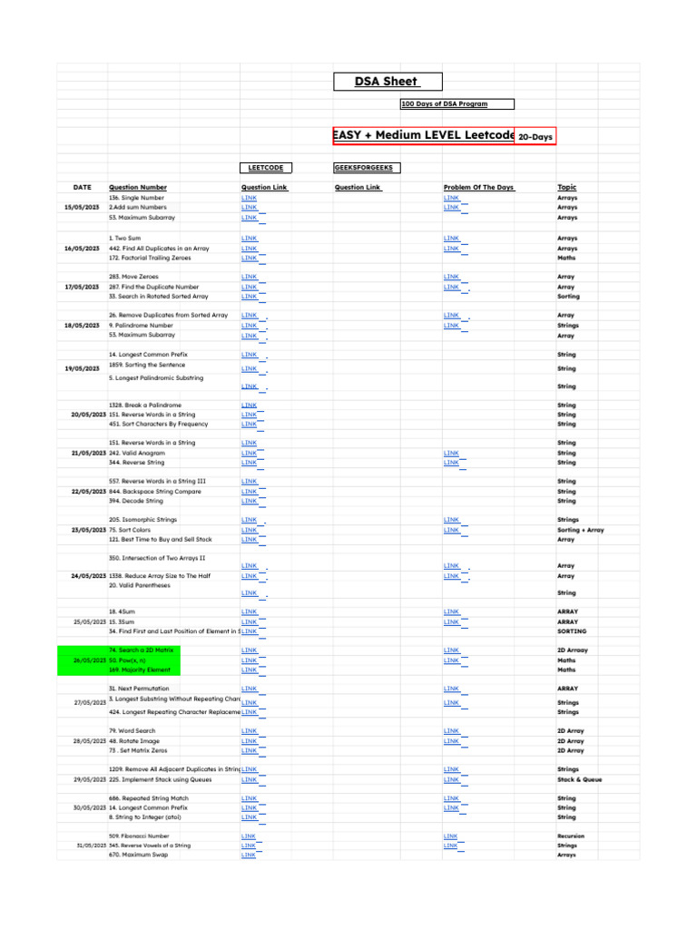 100-Days-Of-DSA | PDF