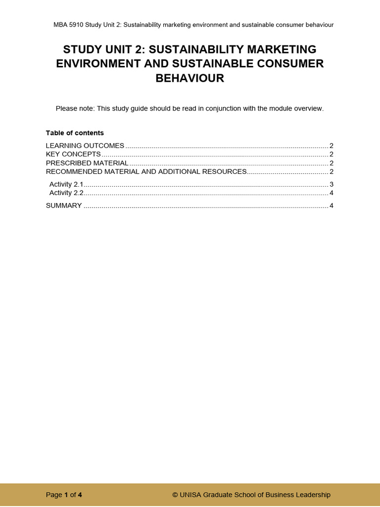 2024 Study Unit 2 MBA5910 | PDF
