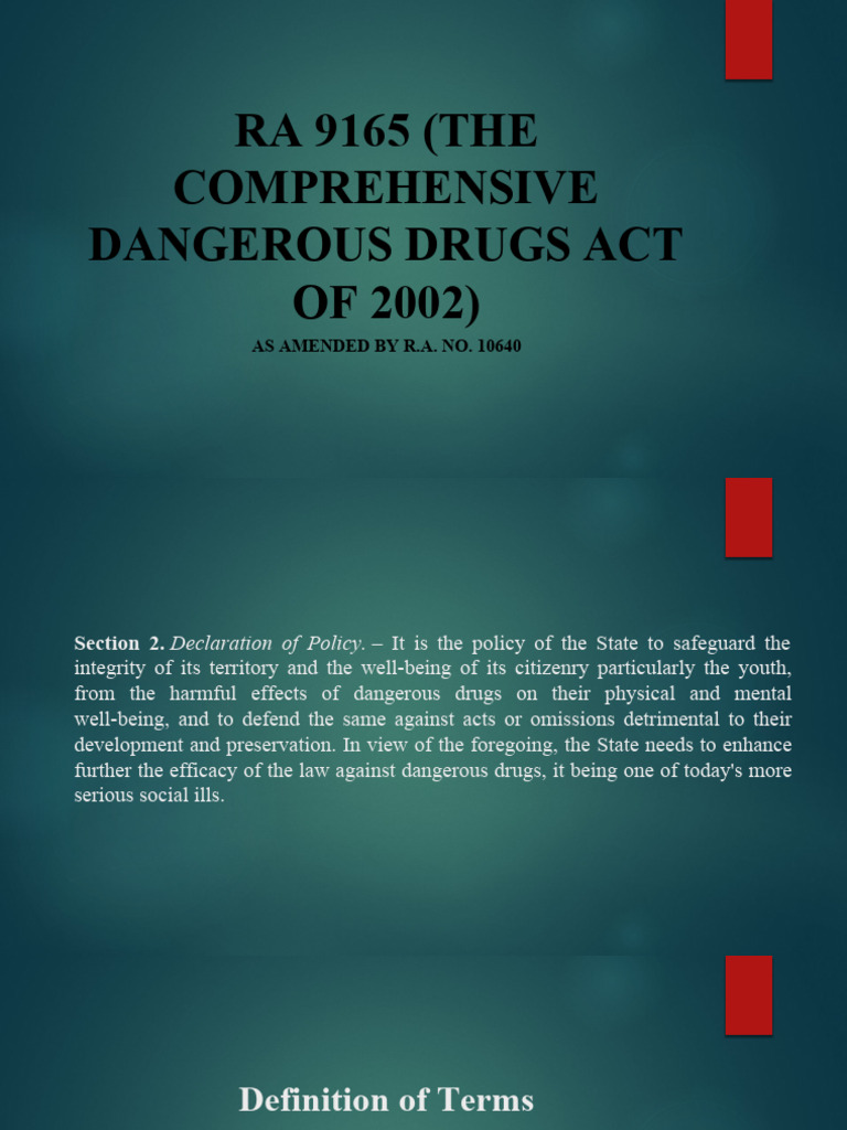 Ra 9165 (The Comprehensive Dangerous Drugs Act of 2022), As Amended | PDF